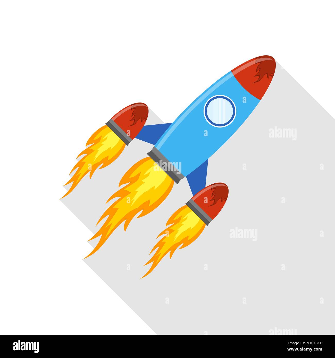 Colored rocket ship icon in flat design. Simple spaceship icon isolated ...