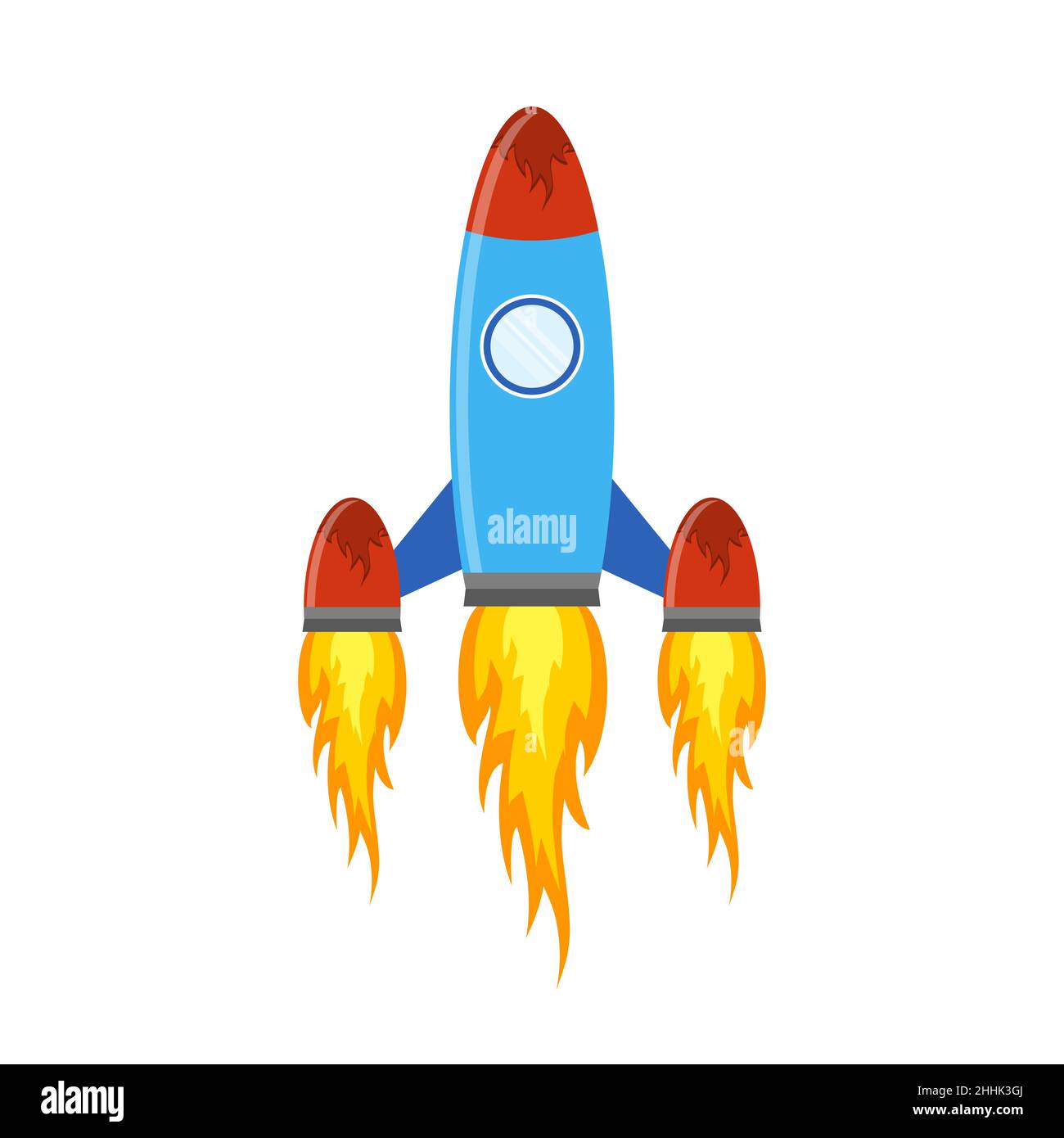 Colored rocket ship icon in flat design. Simple spaceship icon isolated ...