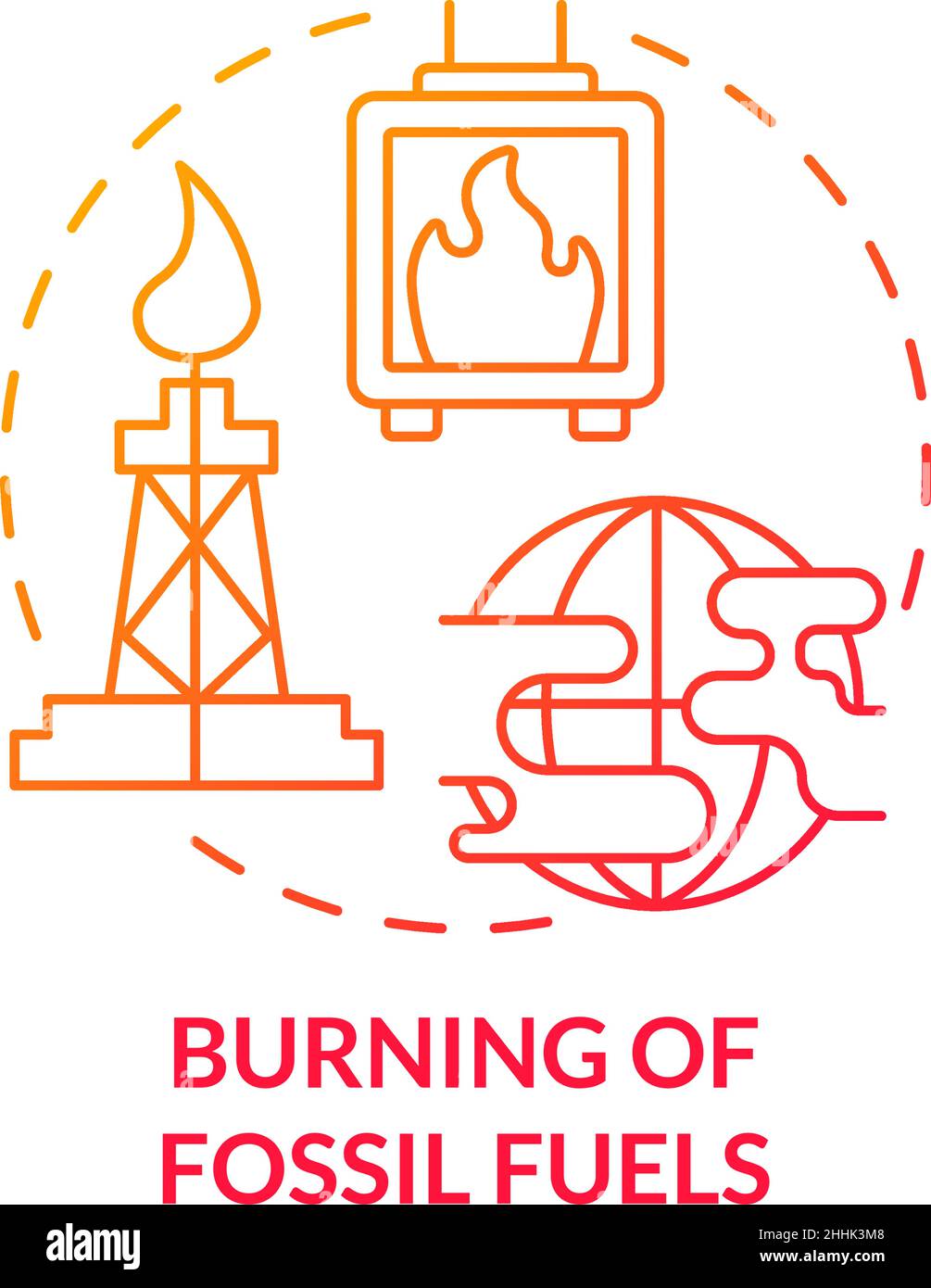 Burning of fossil fuels red gradient concept icon Stock Vector Image ...