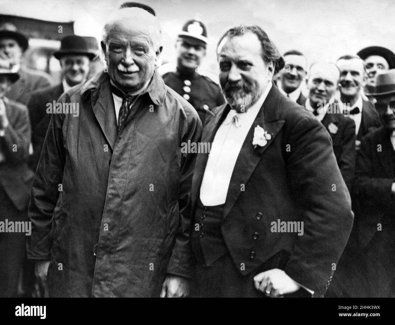 David Lloyd George with Sir Henry Joseph Wood. 4th May 1934 Stock Photo ...