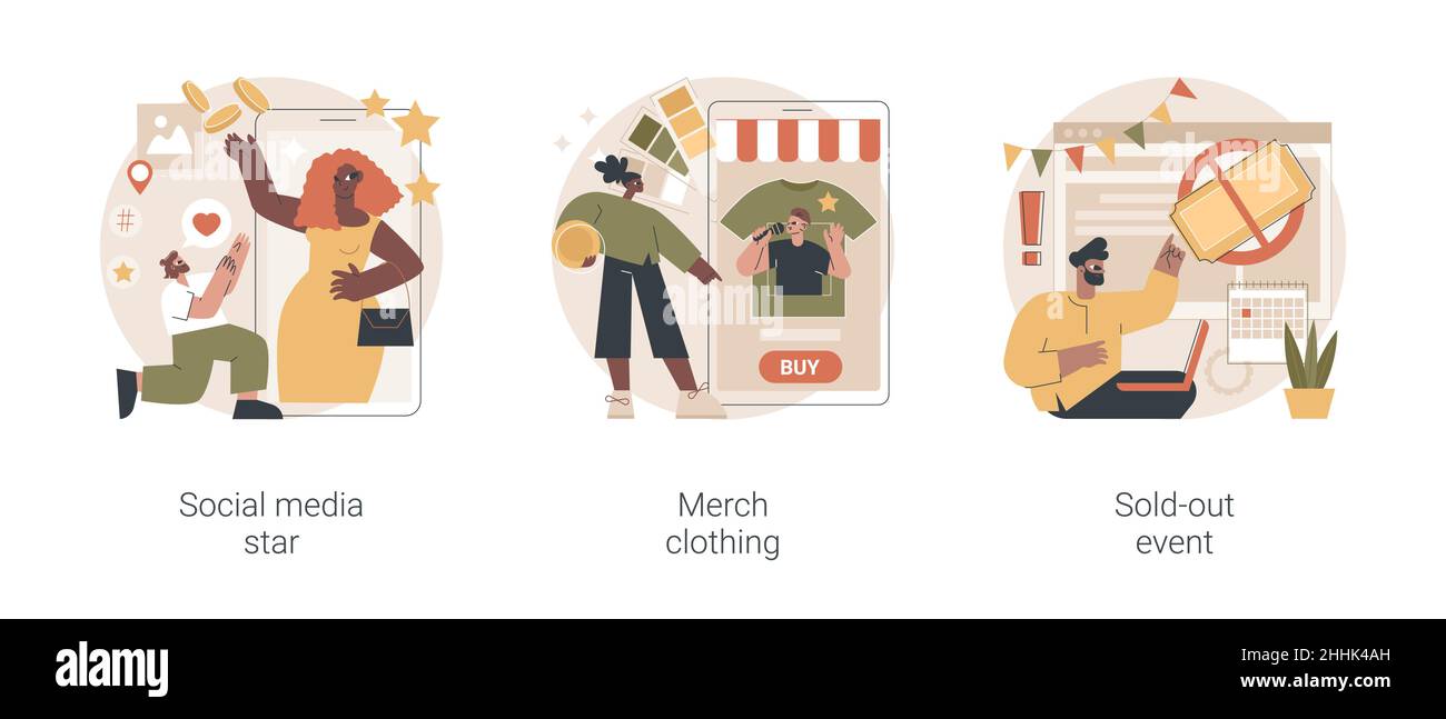 Celebrity media engagement abstract concept vector illustrations Stock ...