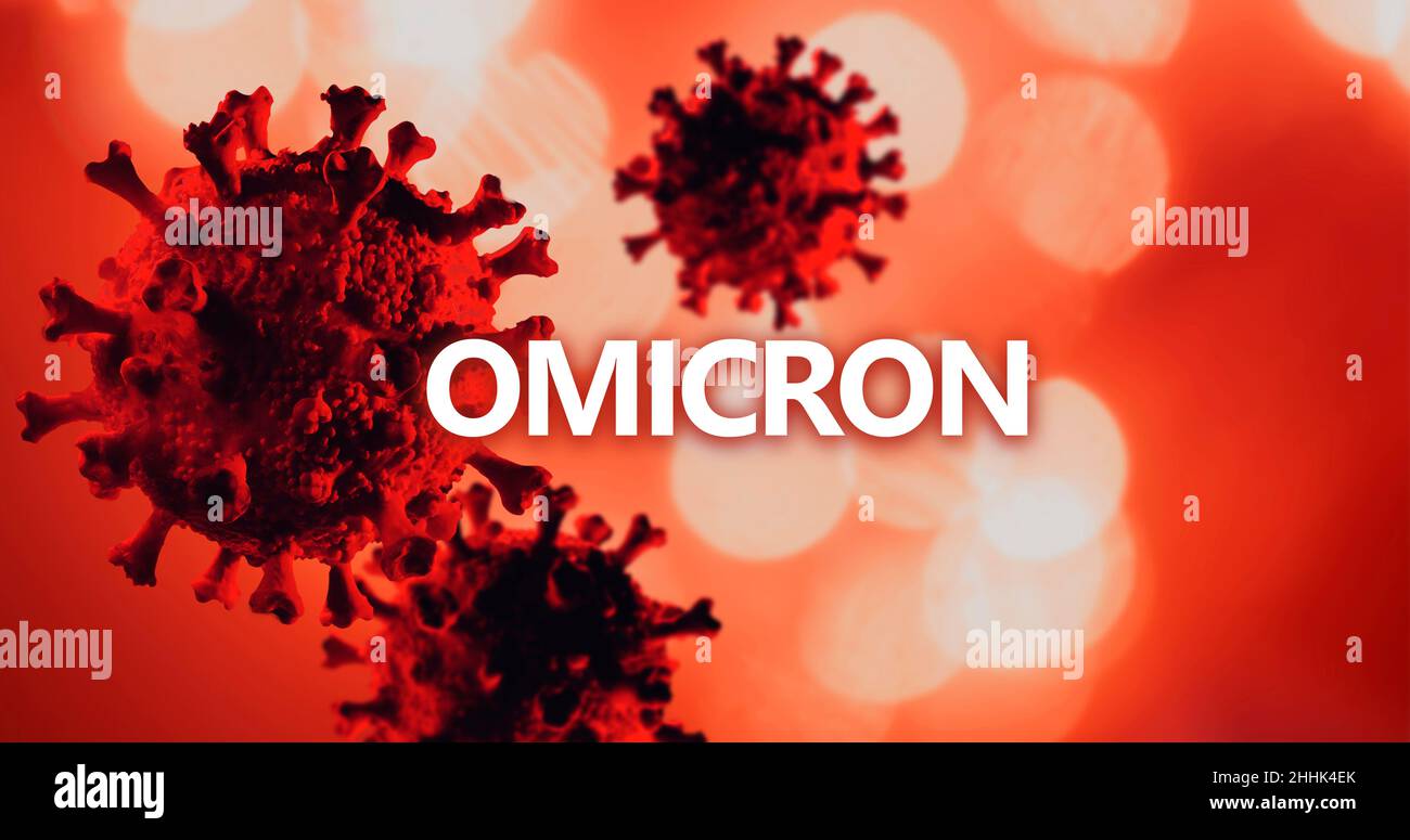 Red COVID-19 Omicron cells Stock Photo - Alamy