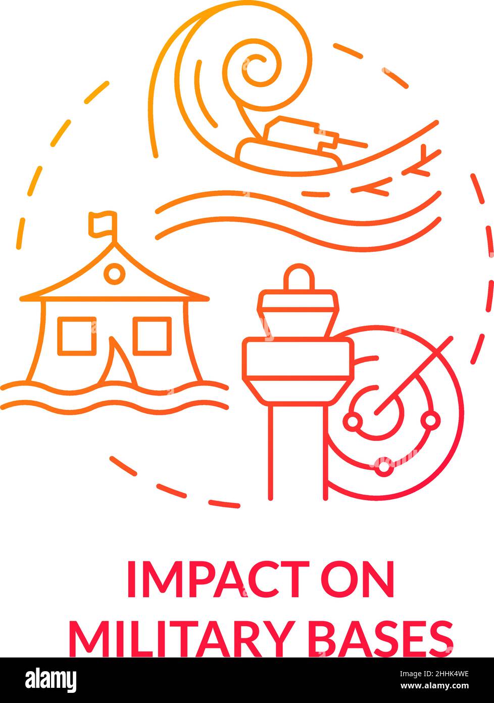 Impact on military bases red gradient concept icon Stock Vector Image ...