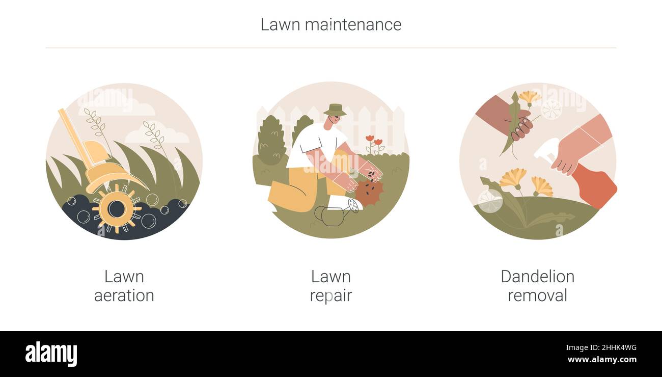 Lawn maintenance abstract concept vector illustrations Stock Vector ...
