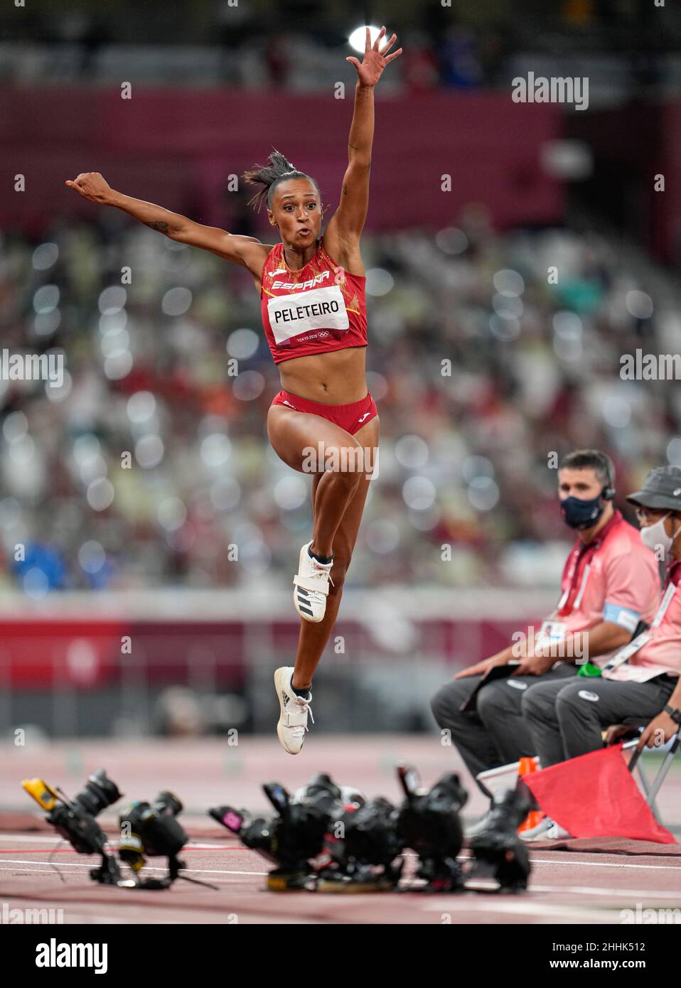 Ana Peleteiro competing in the Triple Jump at the 2020 Tokyo Olympics ...