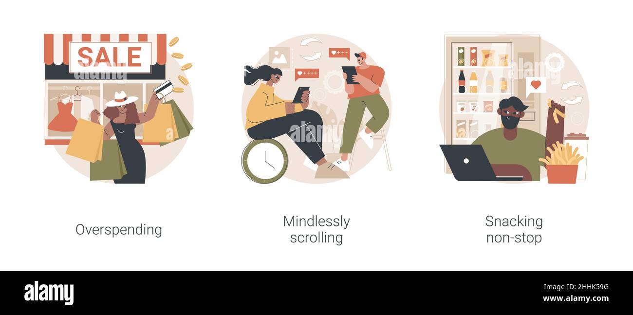 Addictive habits abstract concept vector illustrations Stock Vector ...