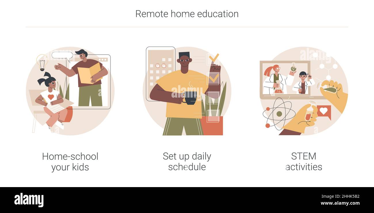 Remote home education abstract concept vector illustrations Stock ...