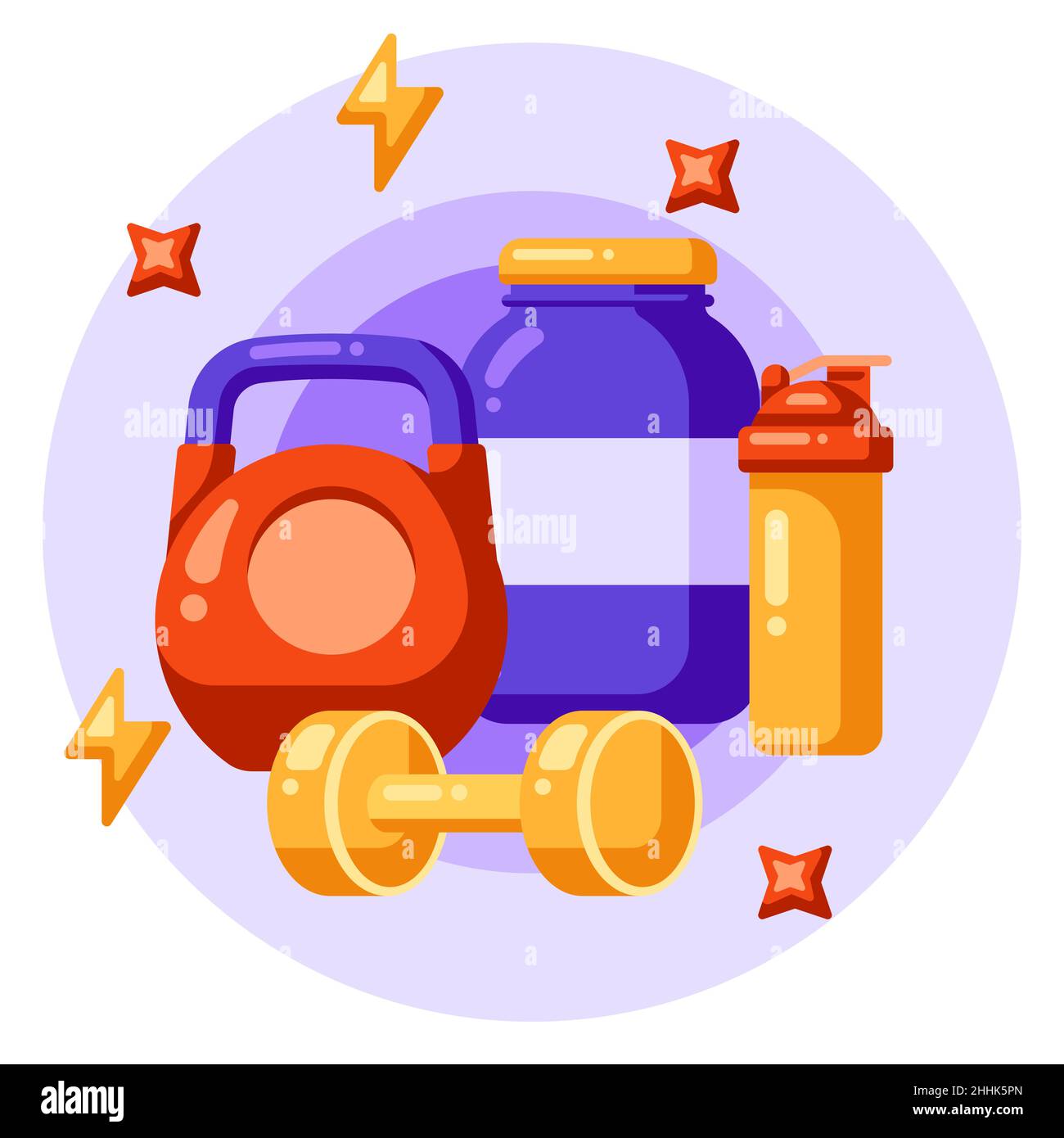 Illustration of fitness equipment. Sport and bodybuilding items Stock ...