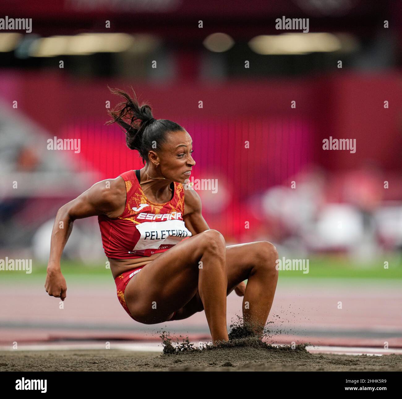 Ana Peleteiro competing in the Triple Jump at the 2020 Tokyo Olympics ...