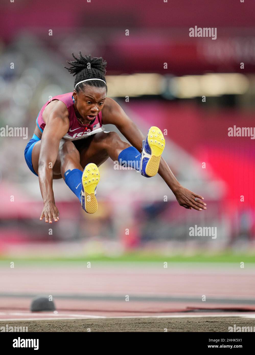 Keturah Orji competing in the Triple Jump at the 2020 Tokyo Olympics ...