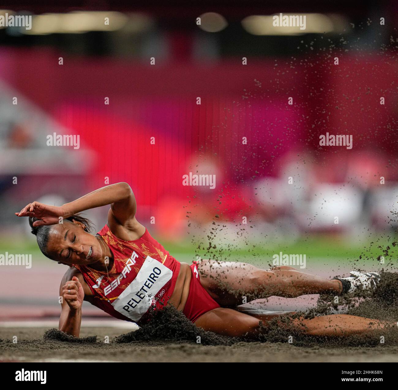 Ana Peleteiro competing in the Triple Jump at the 2020 Tokyo Olympics ...