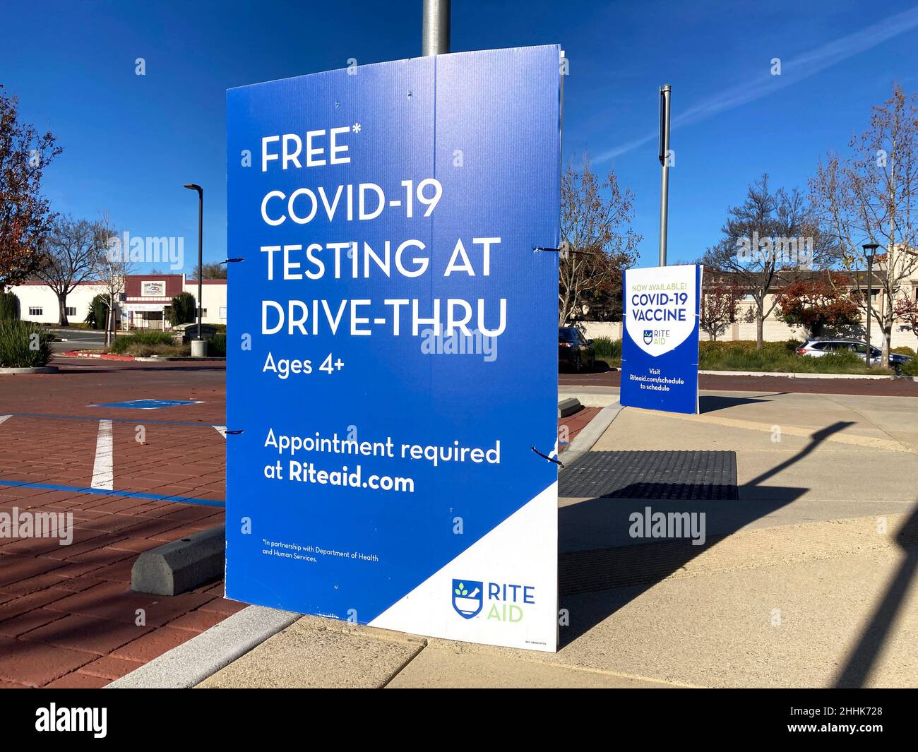 Free Covid-19 testing at drive thru sign at Rite Aid drugstore store ...