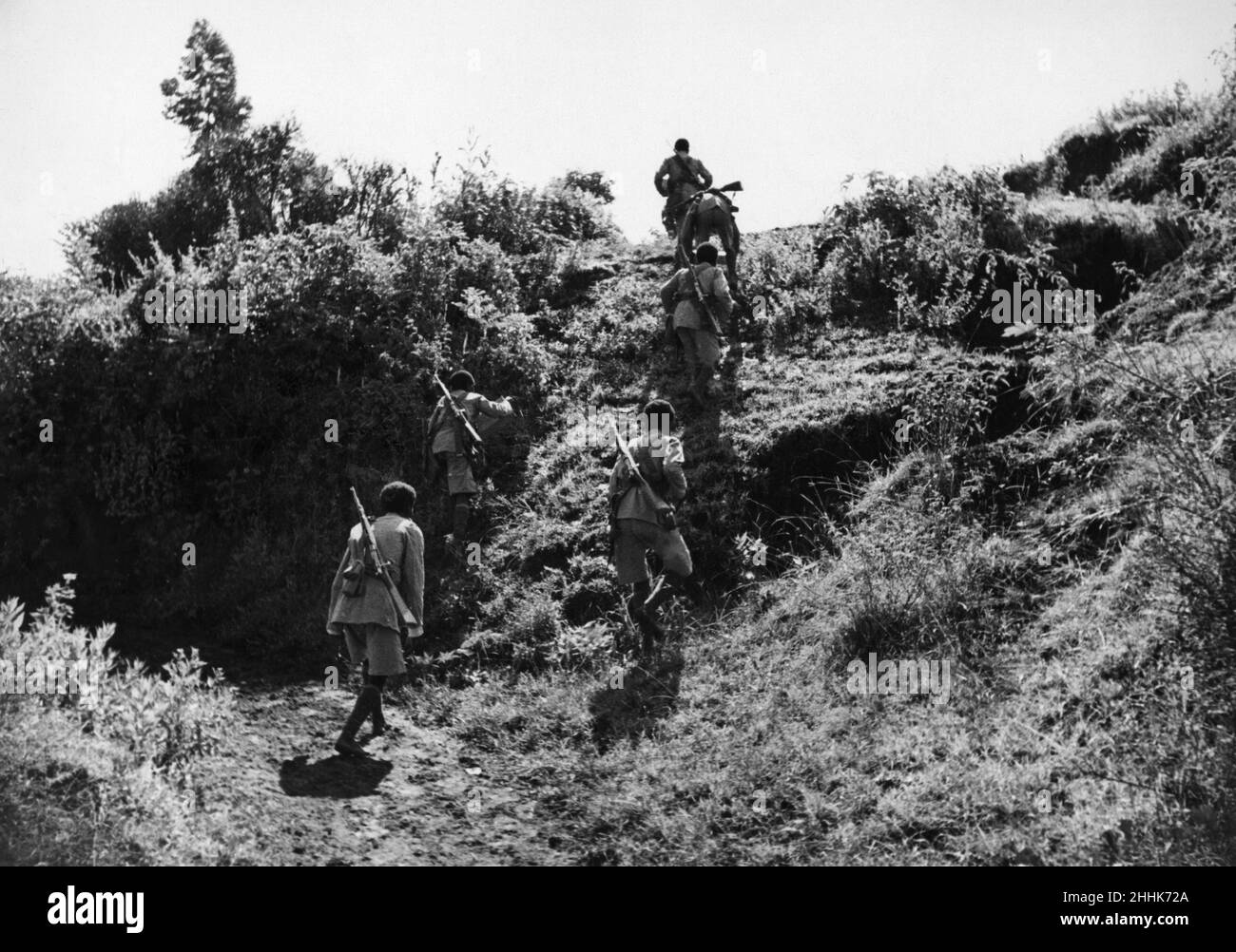 Abyssinian War September 1935Abyssinian troops advancing under cover on ...