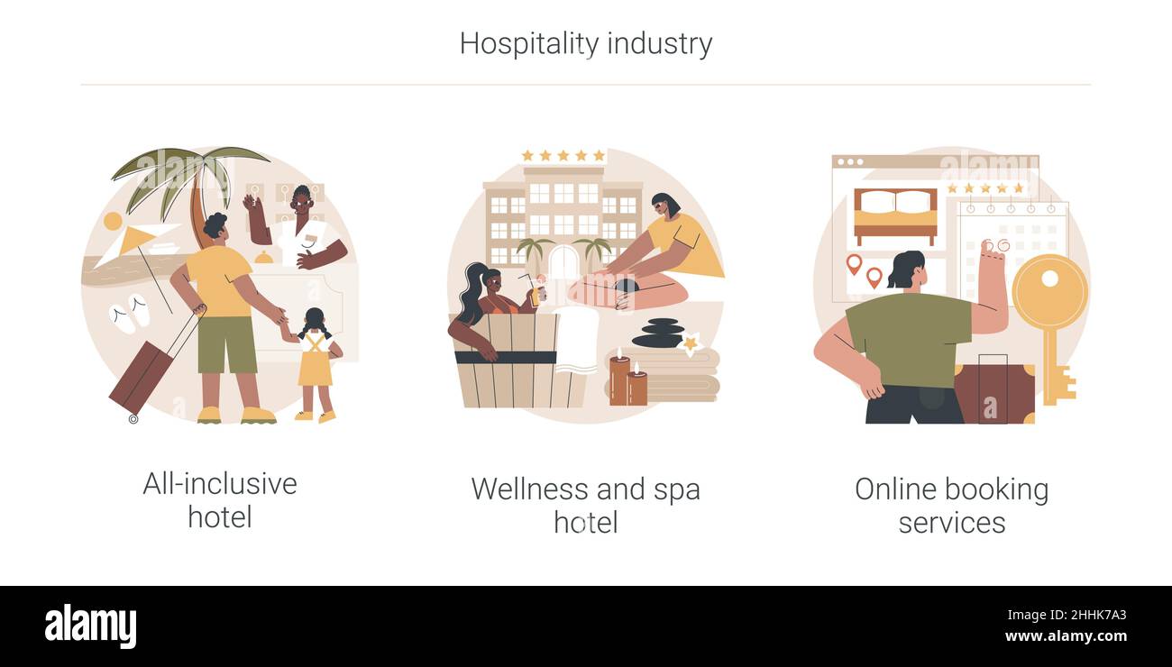 Hospitality industry abstract concept vector illustrations Stock Vector ...