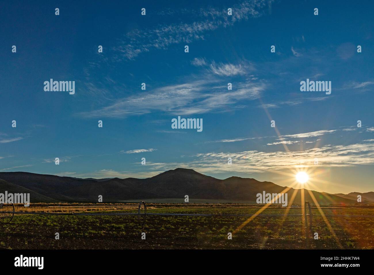 USA, Idaho, Bellevue, Sun rising over fields and hills Stock Photo - Alamy