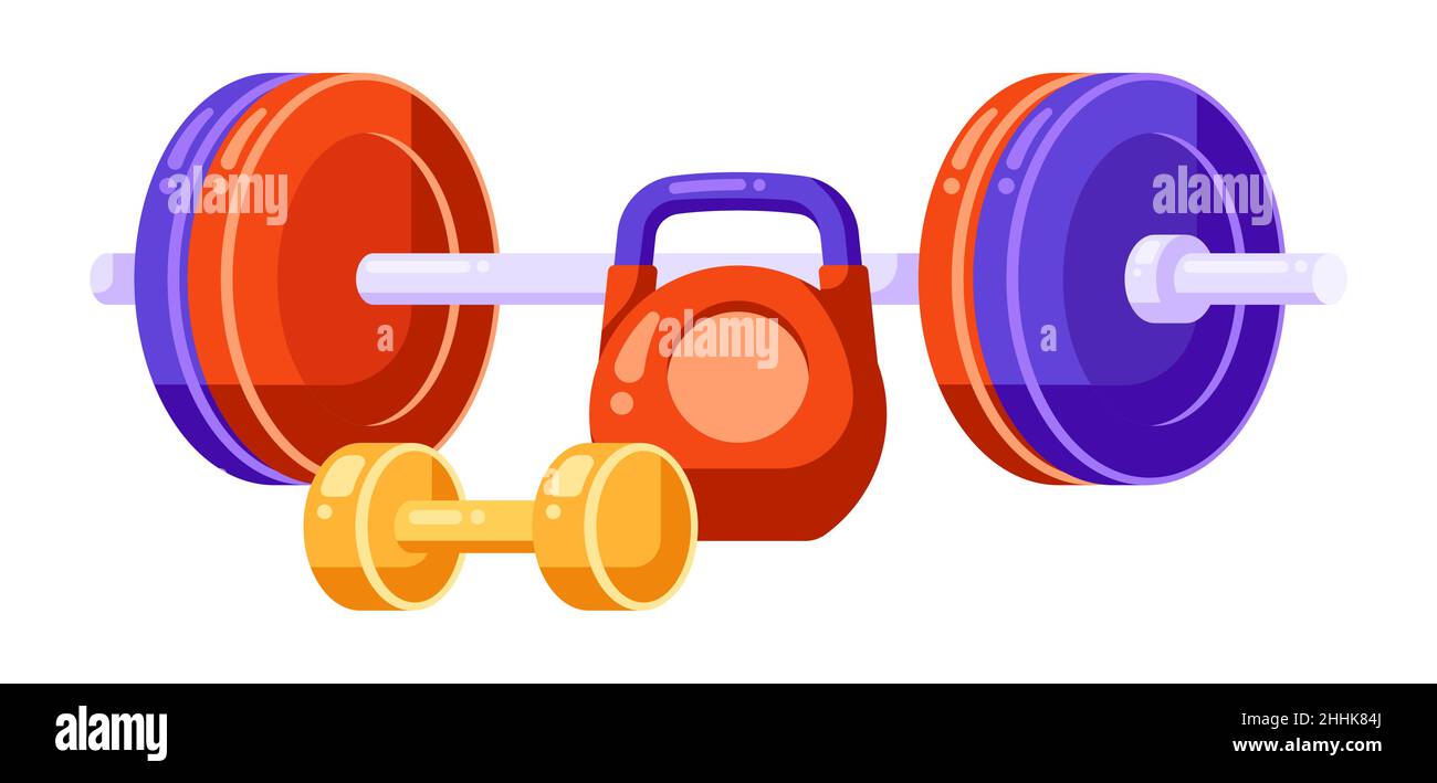 Illustration of fitness equipment. Sport and bodybuilding items Stock ...