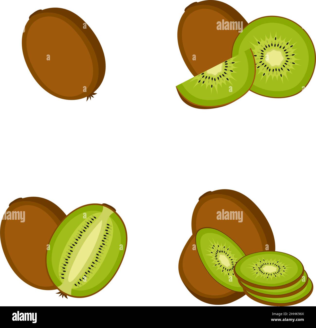 Kiwi, whole fruit, slice, vector illustration Stock Vector Image & Art ...