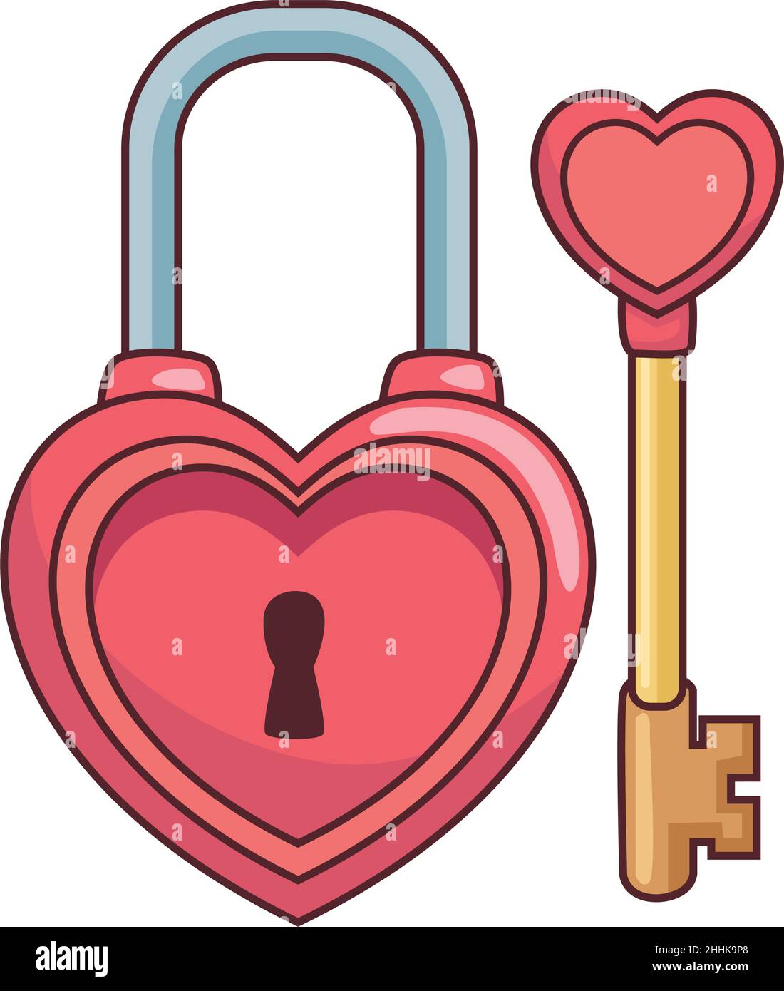 Golden heart padlock key Cut Out Stock Images & Pictures - Alamy