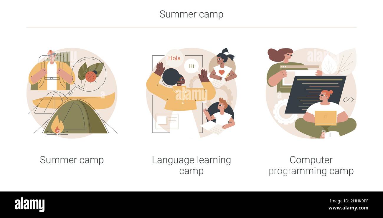 Summer camp abstract concept vector illustrations Stock Vector Image ...