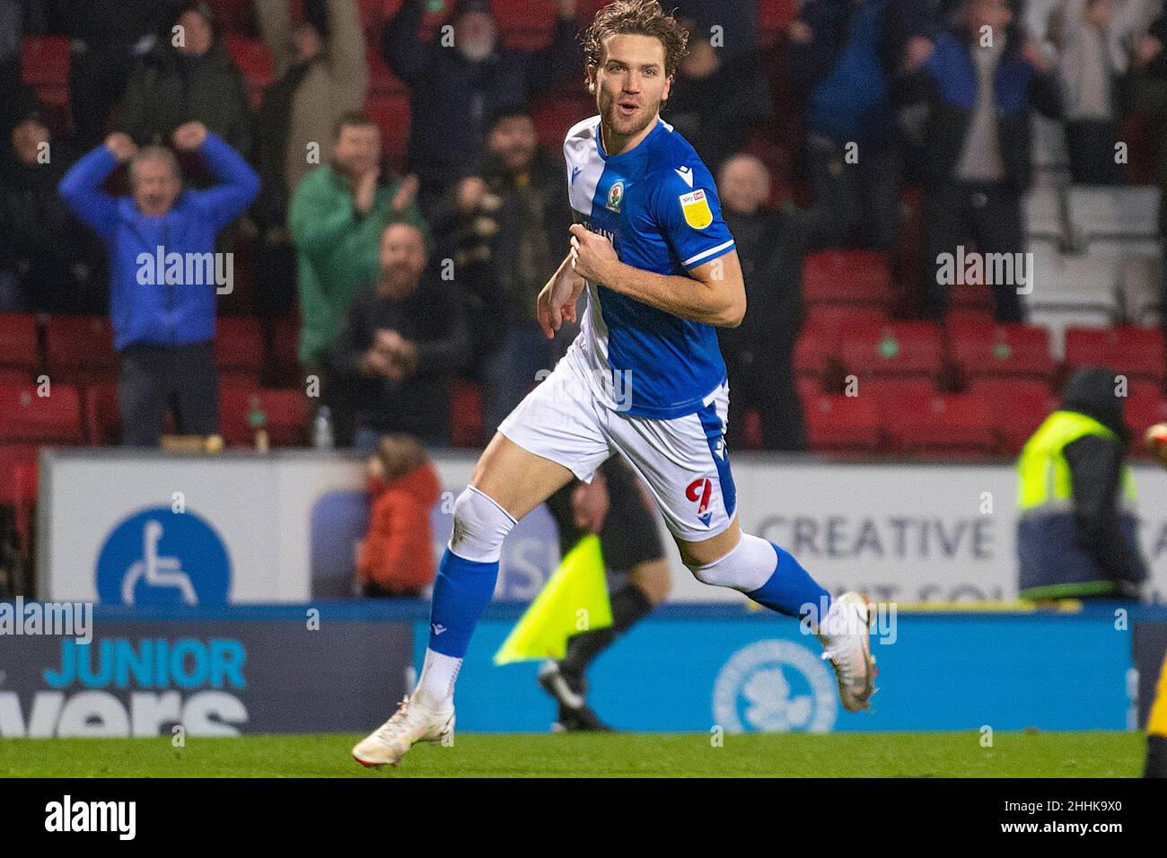 Sam Gallagher #9 of Blackburn Rovers celebrates his goal Stock Photo ...