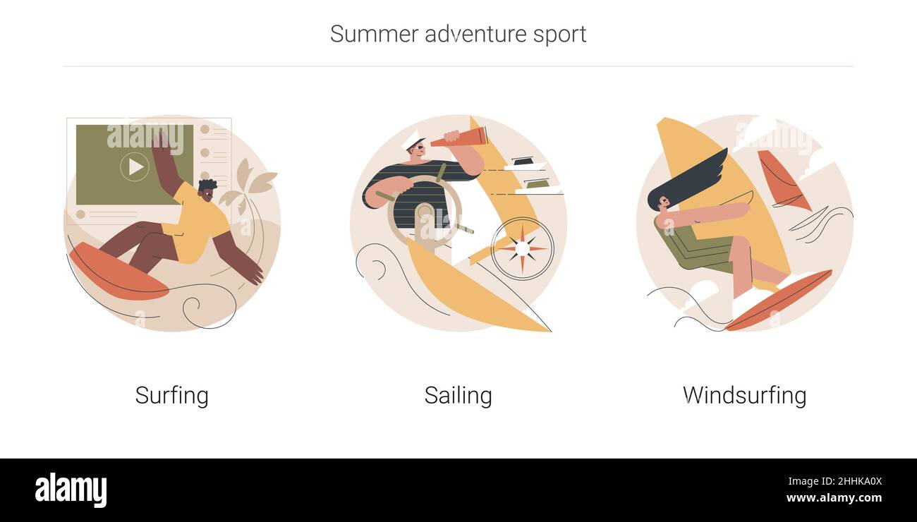 Summer adventure sport abstract concept vector illustrations Stock ...