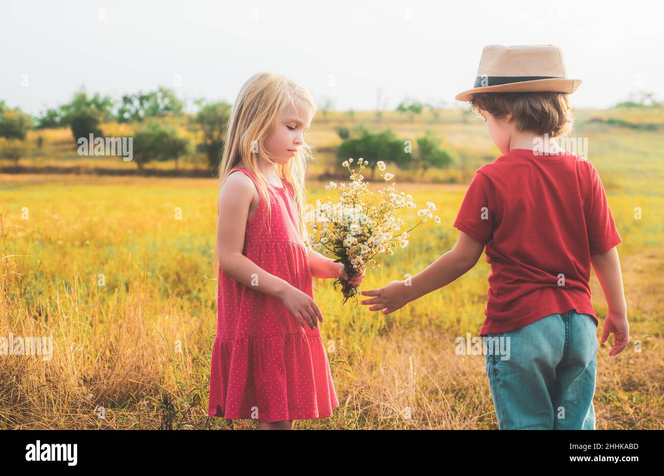 Childhood concept. Sweet angel children. Childhood on countryside ...
