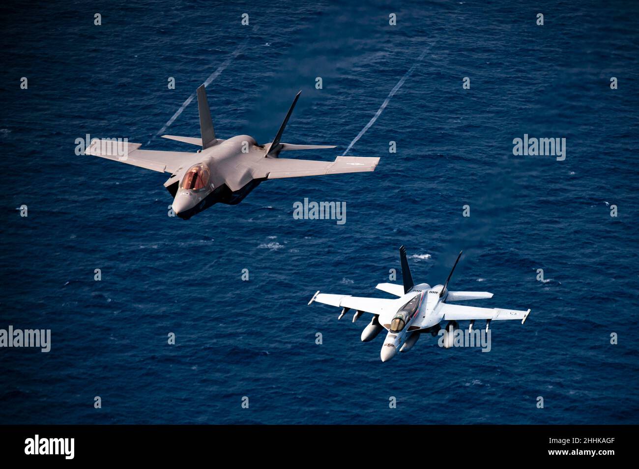 220122-N-HS181-1437 PHILIPPINE SEA (Jan. 22, 2022) An F-35C Lightning II, assigned to the “Black ...