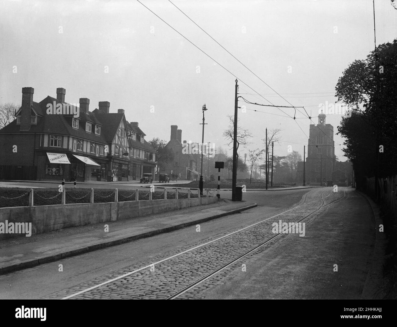 Hillingdon village, looking uphill, 3rd May 1935 Stock Photo - Alamy
