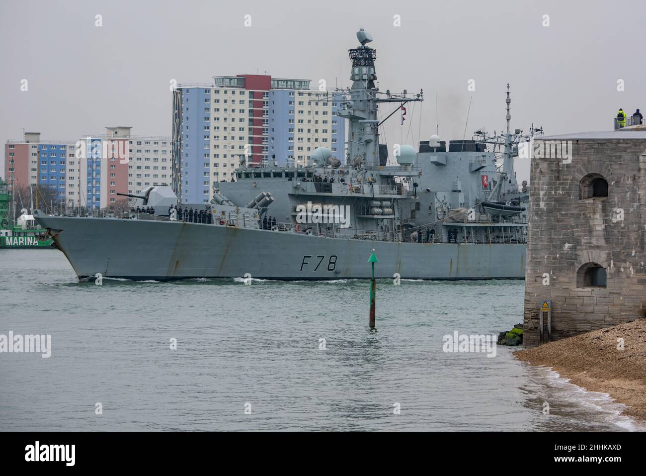 The Royal Navy warship HMS Kent (F78) sailed from Portsmouth, UK on 24 ...