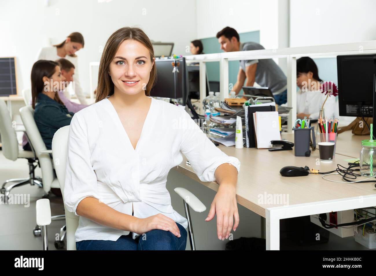 Female manager sitting workplace hi-res stock photography and images ...