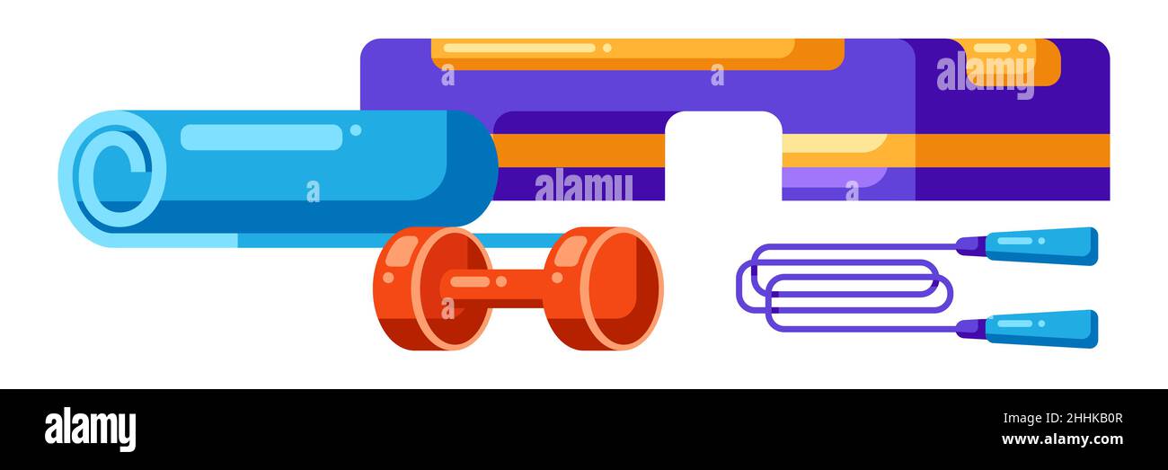 Illustration of fitness equipment. Sport and bodybuilding items Stock ...