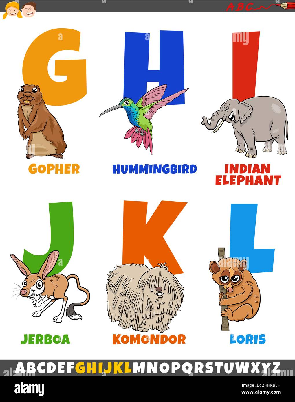 Cartoon illustration of educational colorful alphabet set from letter G ...