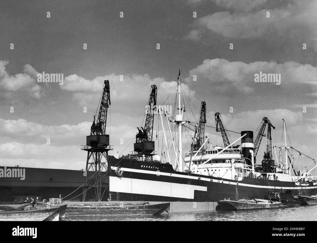 The Mahratta, owned by Brocklebank Merchant shipping, loading for ...
