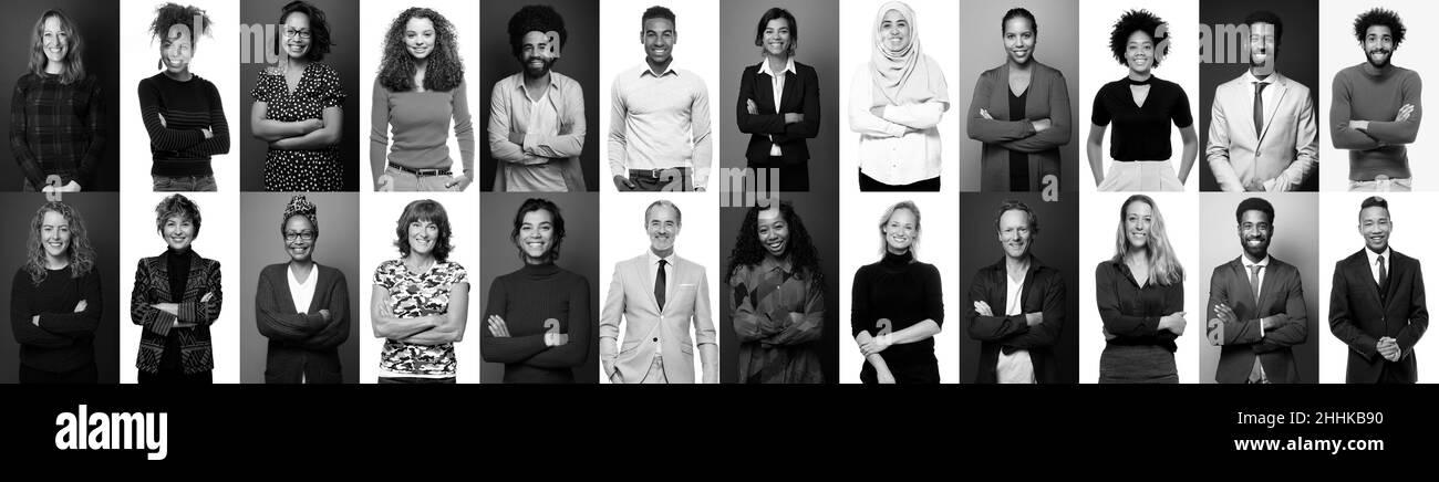 Group of people in a collage Stock Photo - Alamy