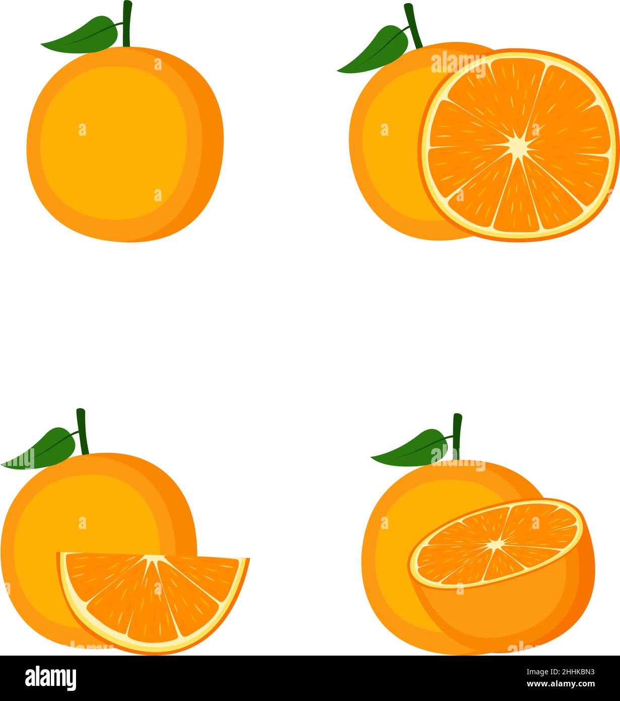 Orange, whole fruit, slice, vector illustration Stock Vector Image ...