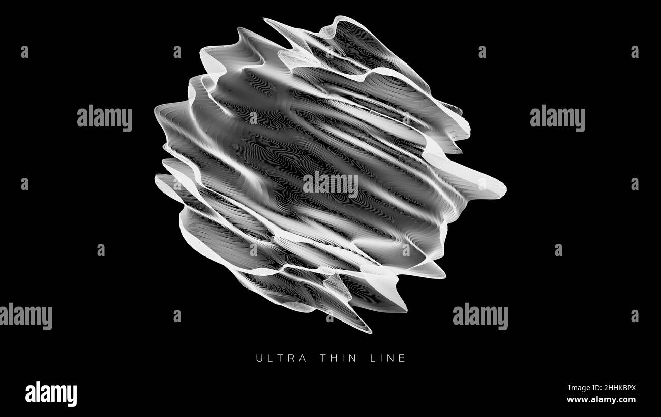 Distorted line spheres. Vector thin line glitch geometry Stock Vector ...