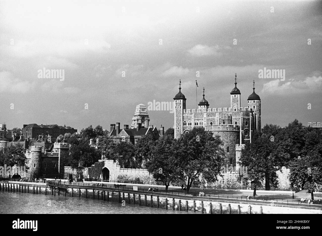 The Tower of London seen from Tower Bridge circa August 1936 Stock ...