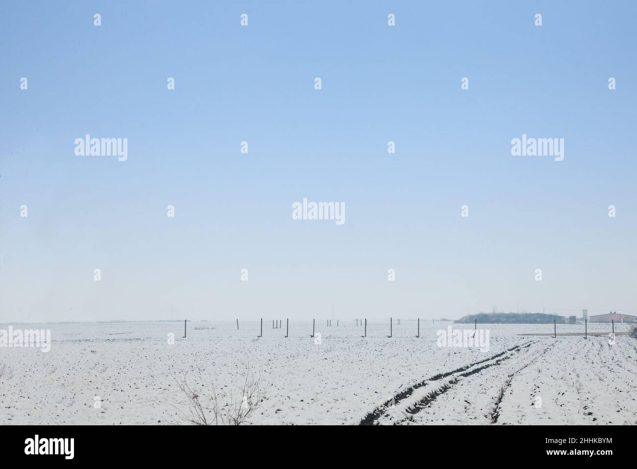 Picture of a typical winter landscape, a rural agricultural field ...