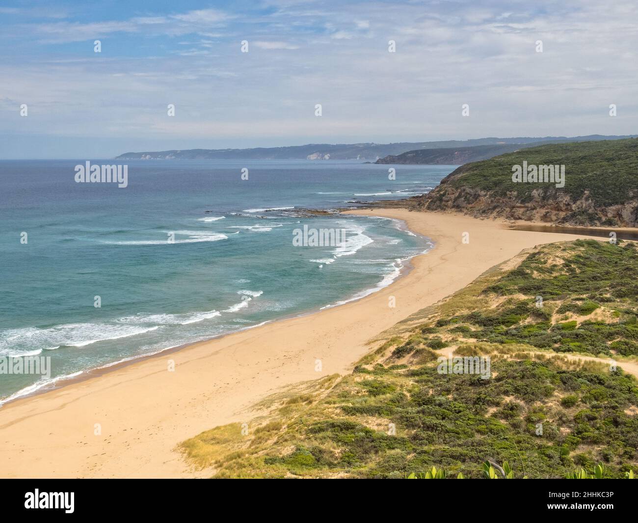 Glenaire Beach and the mouth of the Aire River photographed from the ...