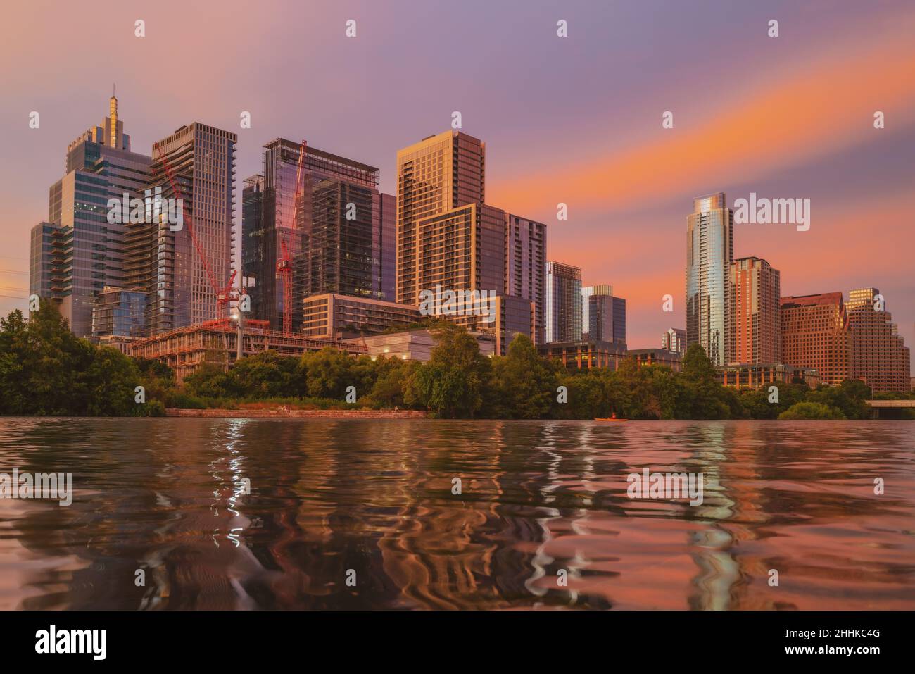 Beautiful Austin skyline. Austin, Texas on the Colorado River Stock ...