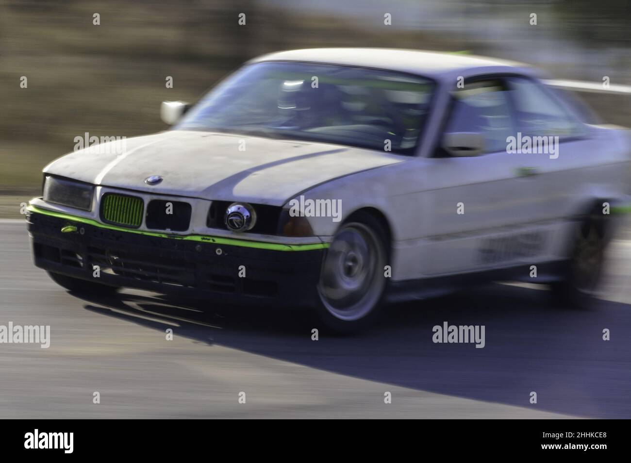 Gray Modified and tuned BMW E34 for drifting on the track with motion ...