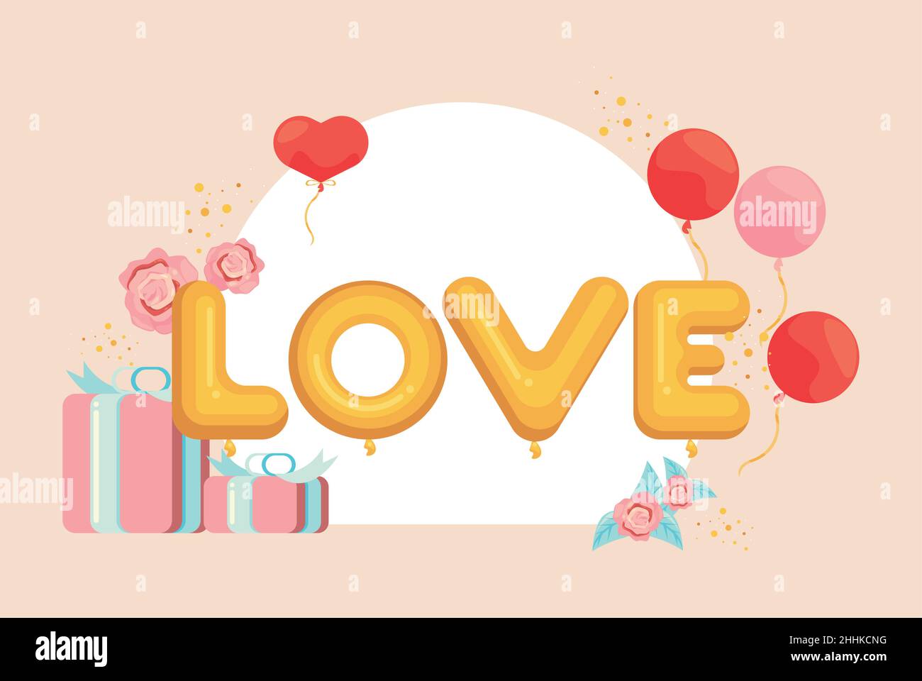 Love text gold balloons Stock Vector Images - Alamy