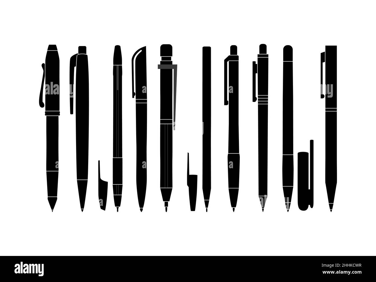 Collection of different pens, vector illustration Stock Vector Image ...