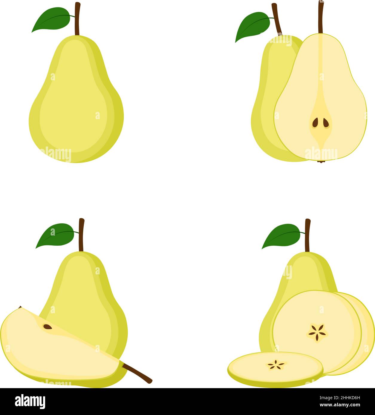 Pear, whole fruit, slice, vector illustration Stock Vector Image & Art ...