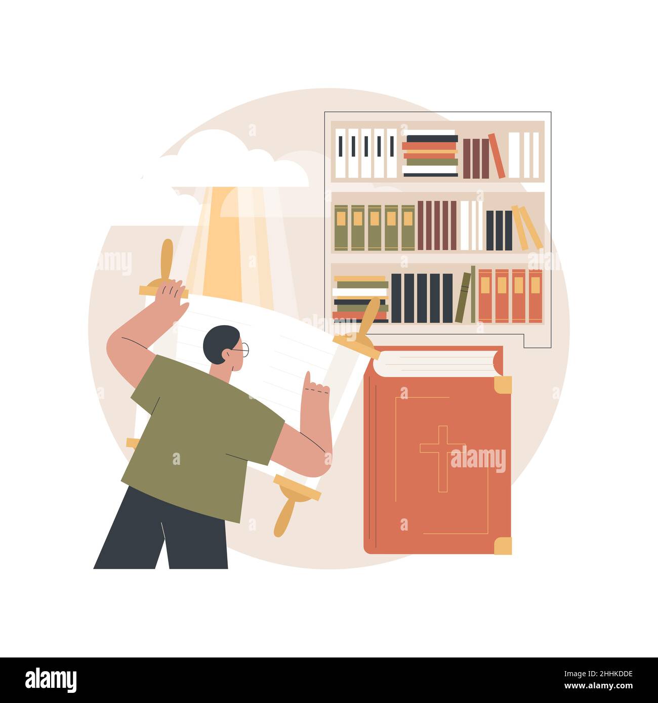 Sacred text abstract concept vector illustration. Ancient text, old ...
