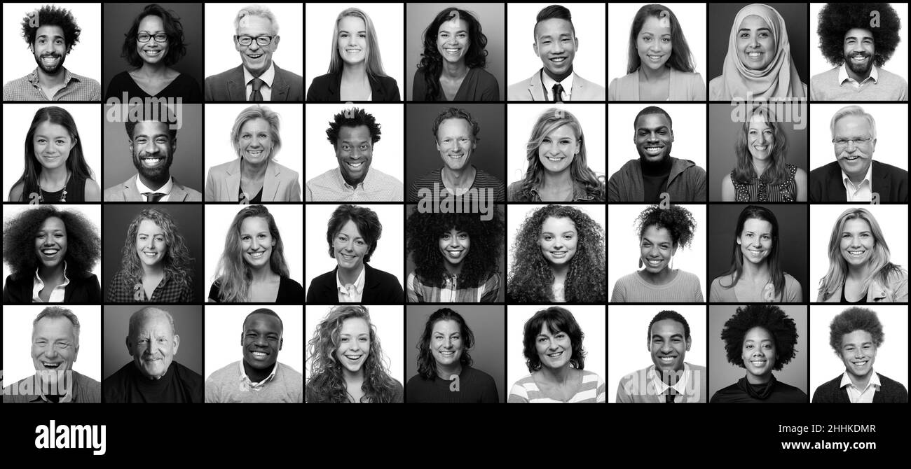 Group of people in a collage Stock Photo - Alamy