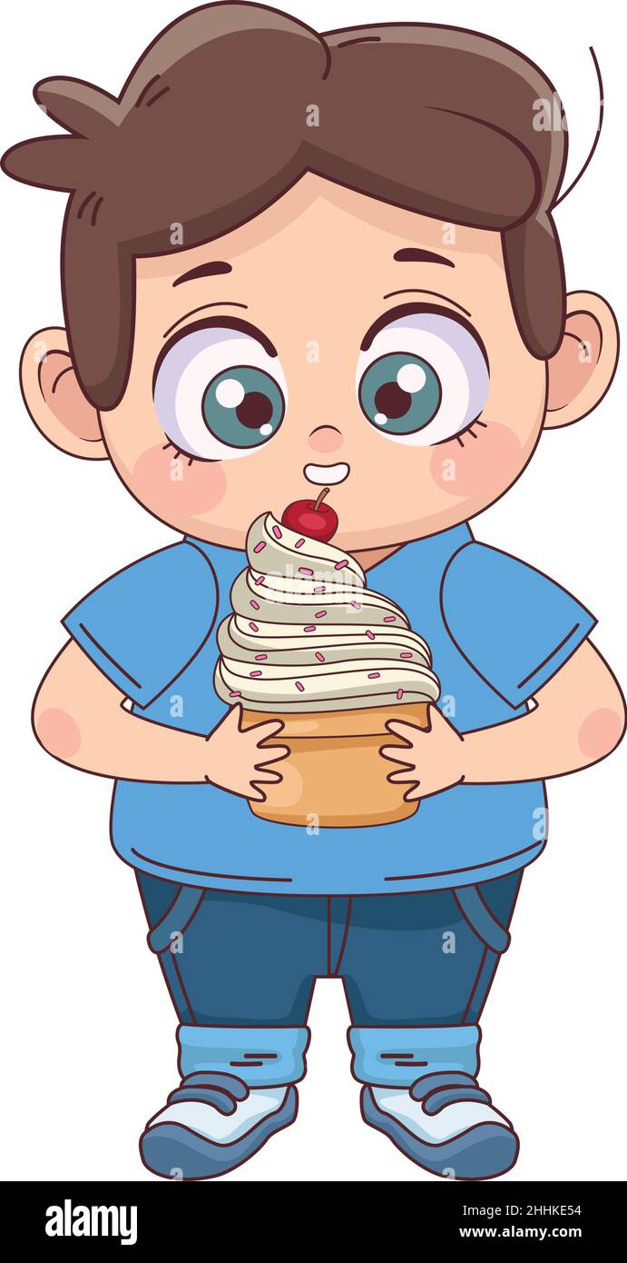 little boy with cupcake Stock Vector Image & Art - Alamy