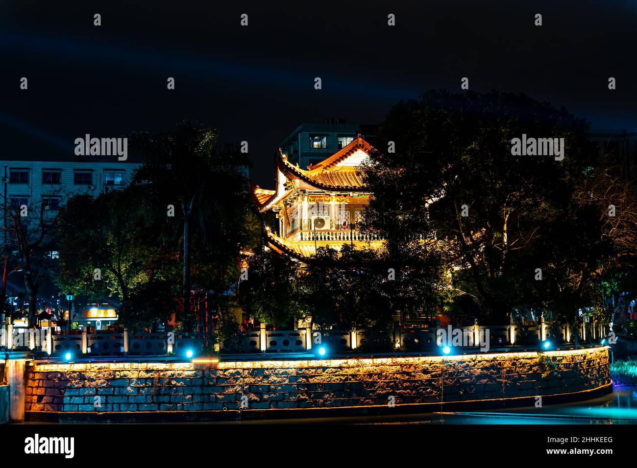 Chinese traditional roof on the temple peeking trough the trees Stock ...
