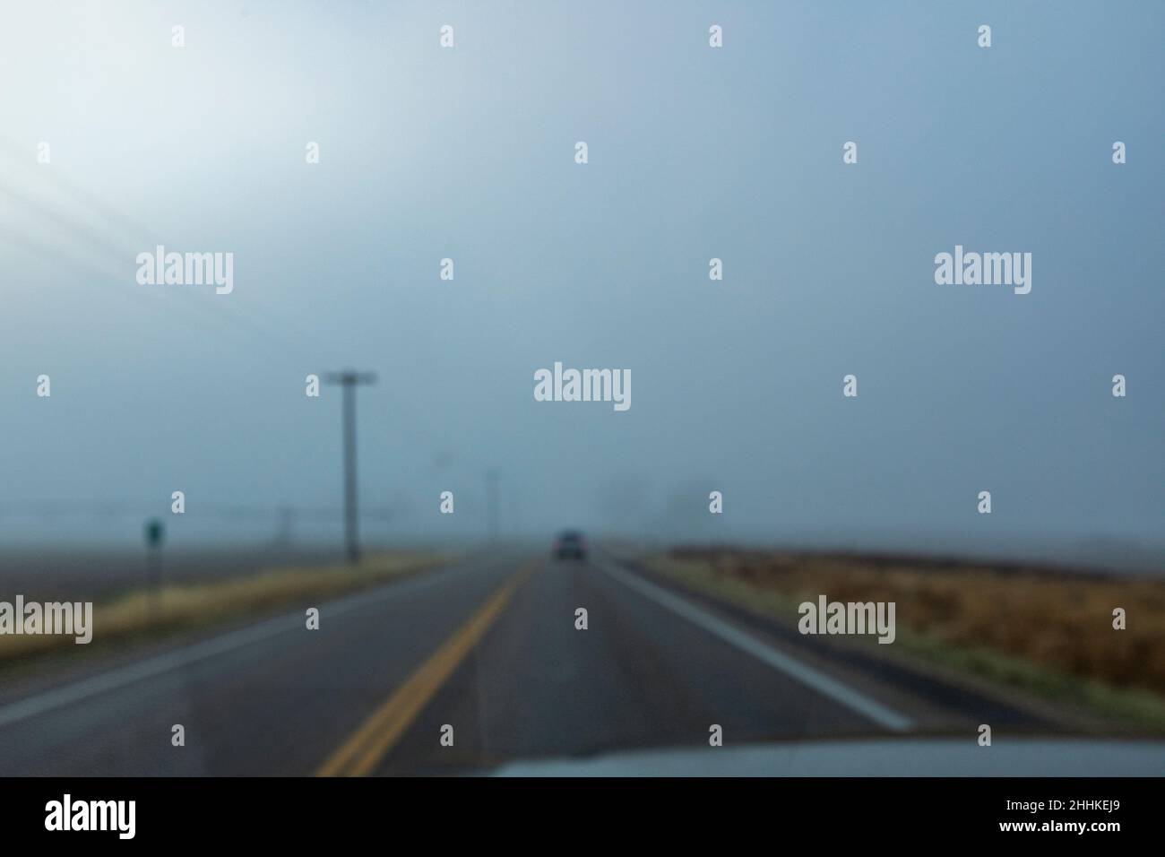 USA, Idaho, Bellevue, Blurred view of highway through windshield Stock ...