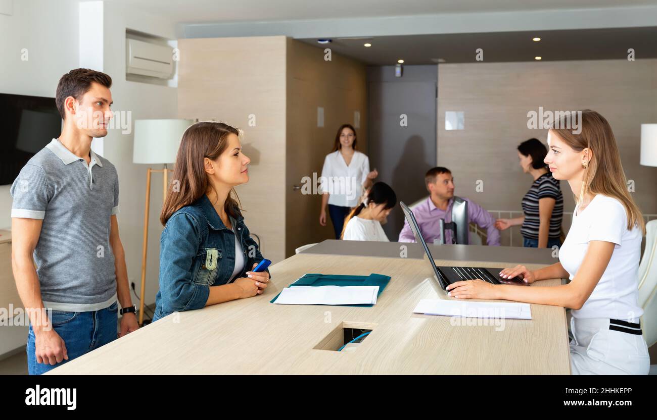 People working with computers and laptops in modern office Stock Photo ...